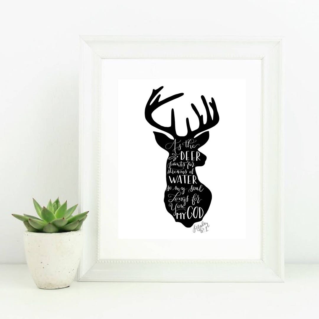 Digital Print With Bible Verse Scripture as the Deer Pants for Streams ...