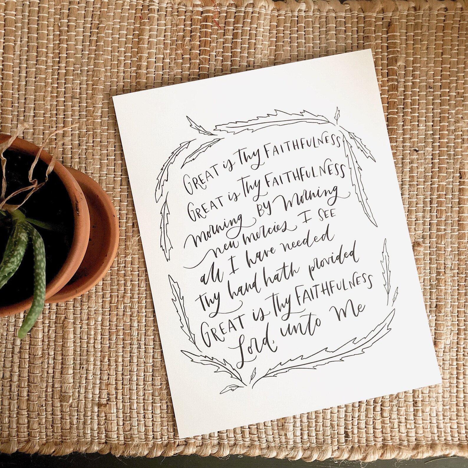 Hand Lettered Print Great is Thy Faithfulness | Calligraphy Hymn ...