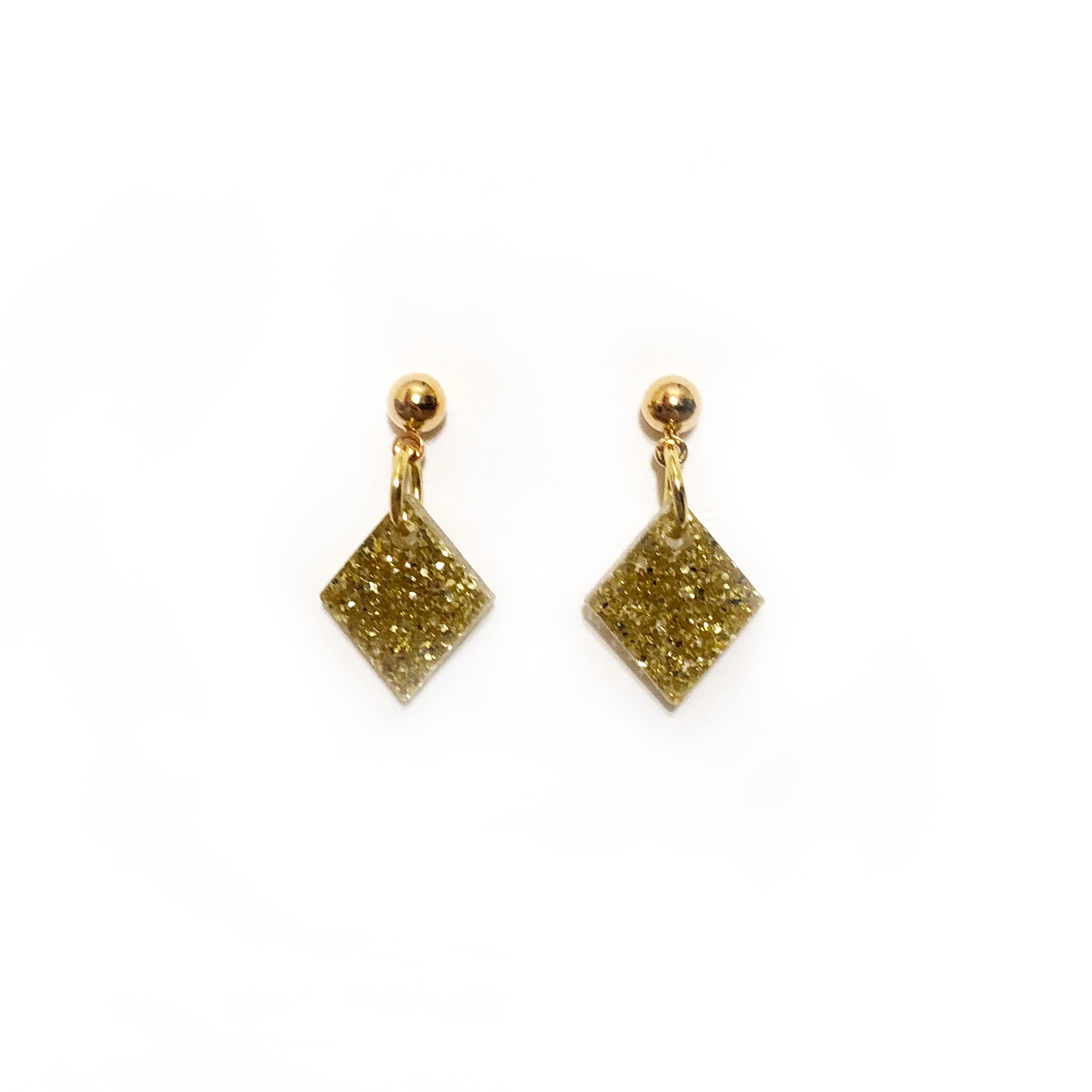 Gold Rhombus Earrings - Etsy