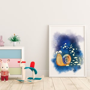 Colorful Snail Painting- Digital Art, Snail Printable, Kids Room Decor ...