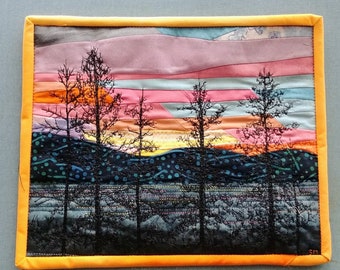 Sunrise Landscape Art Quilt Wall Hanging Wall Decor Home & Living etna ...