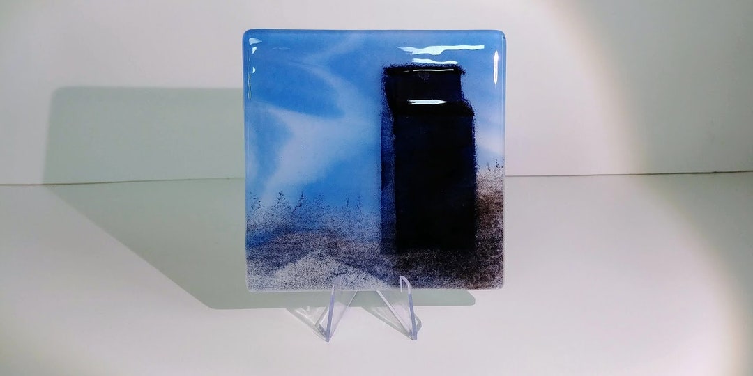 Accent Tile Elevator Blue Landscape Fused Glass Art - Etsy