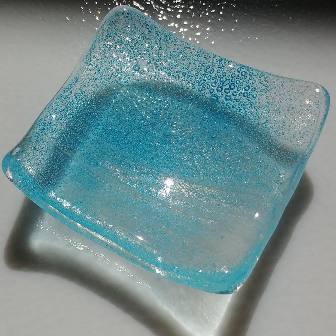 3 Inch Square Bubbles and Rainbow Handmade Fused Art Small Dish - Etsy