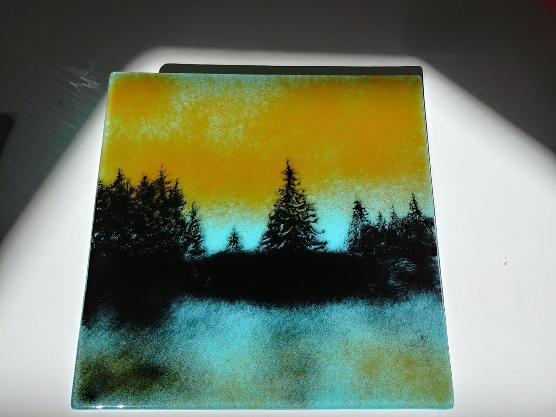 Tutorial Fusing Glass Powder Evergreen Trees at Sunrise Sunset - Etsy ...