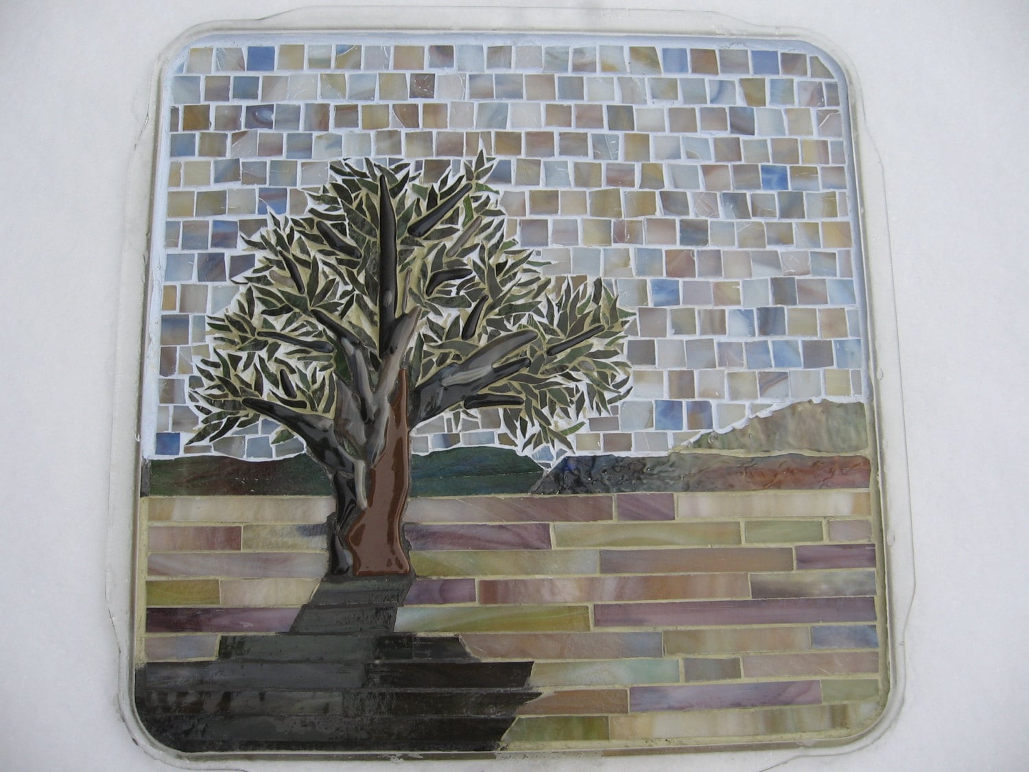 Glass Mosaic Art Desert Tree Landscape - Etsy