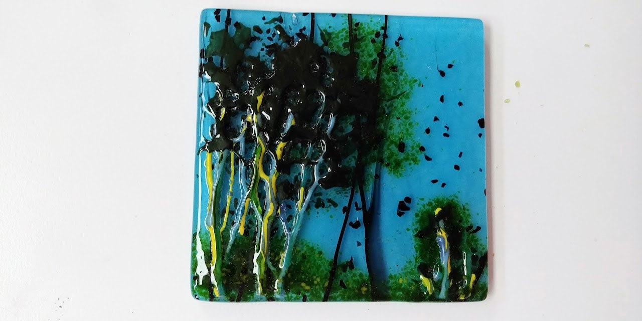Fused Glass Forest Tree Landscape Art Accent Tile - Etsy