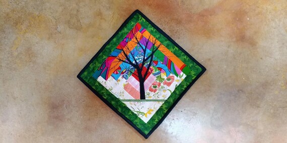 Patchwork Quilt Block Tree Landscape Art Wall Hanging | Etsy