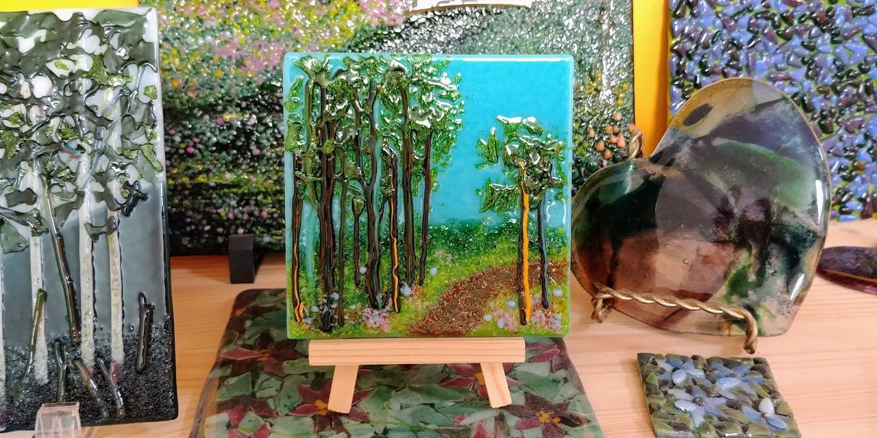 Fused Glass Forest Path Tree Landscape Art Accent Tile - Etsy