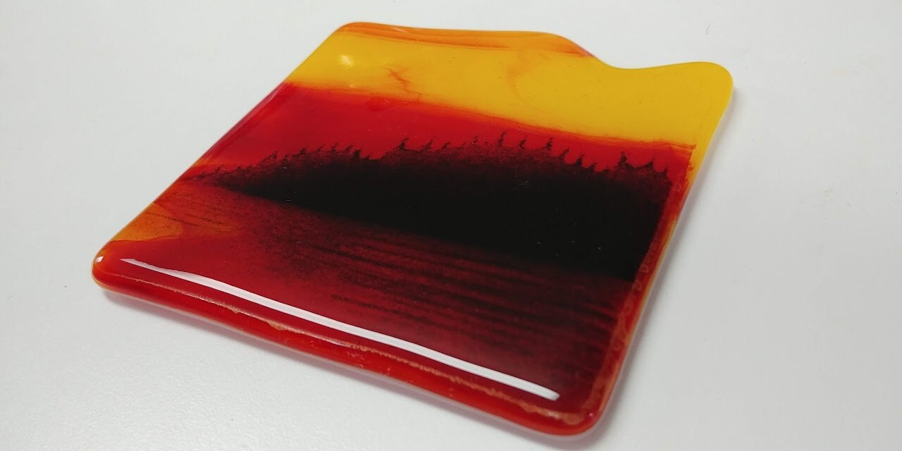 Fused Glass Forest Sunset Landscape Art Accent Tile - Etsy
