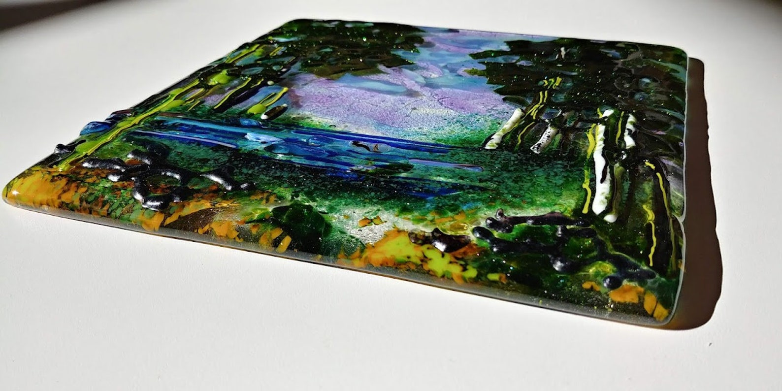 Fused Glass Tree Water Landscape Art - Etsy