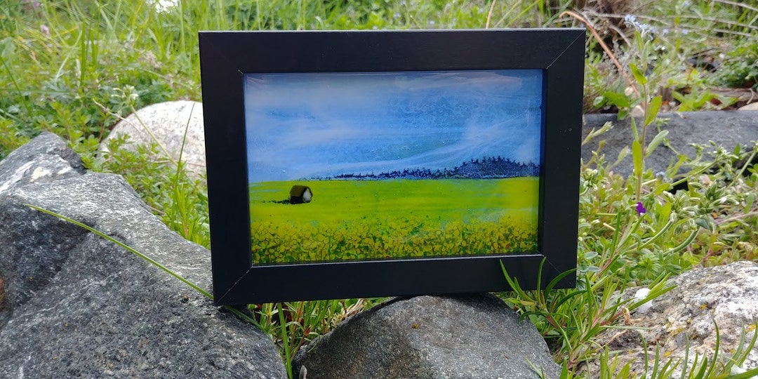 Fused Glass Rural Barn Field Landscape Art Framed - Etsy