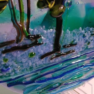 Fused Glass Round Tree Moon Water Landscape Art - Etsy