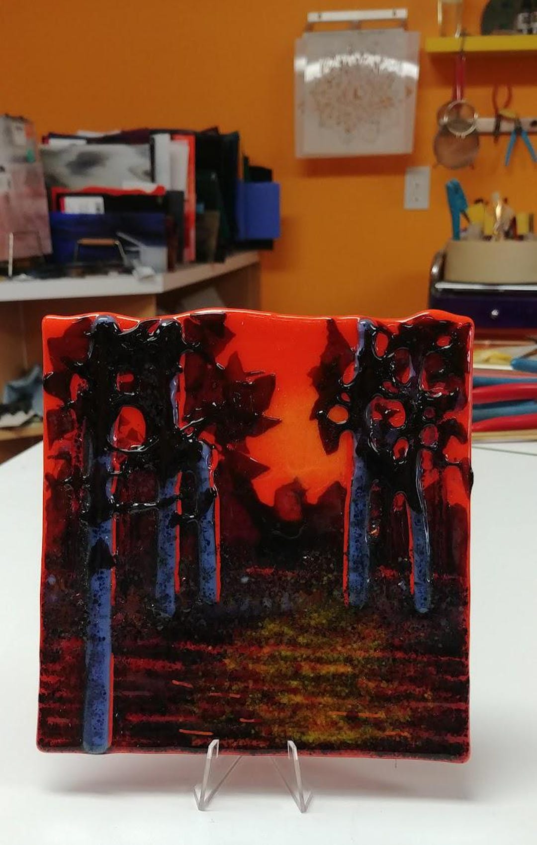 Fused Glass Sunset Landscape Art - Etsy