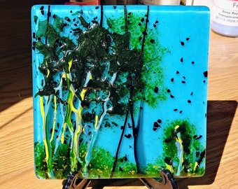 Fused Glass Round Tree Forest Landscape Art - Etsy