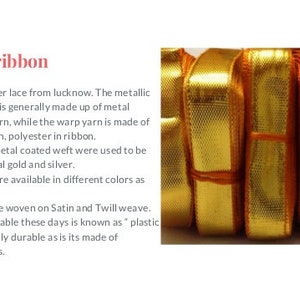 Gota Ribbon, Golden Trim, 0.5 Inches Wide, Length 20 Yard, Indian Gota ...
