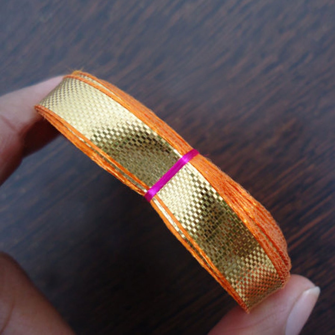 Gota Ribbon, Golden Trim, 0.5 Inches Wide, Length 20 Yard, Indian Gota ...
