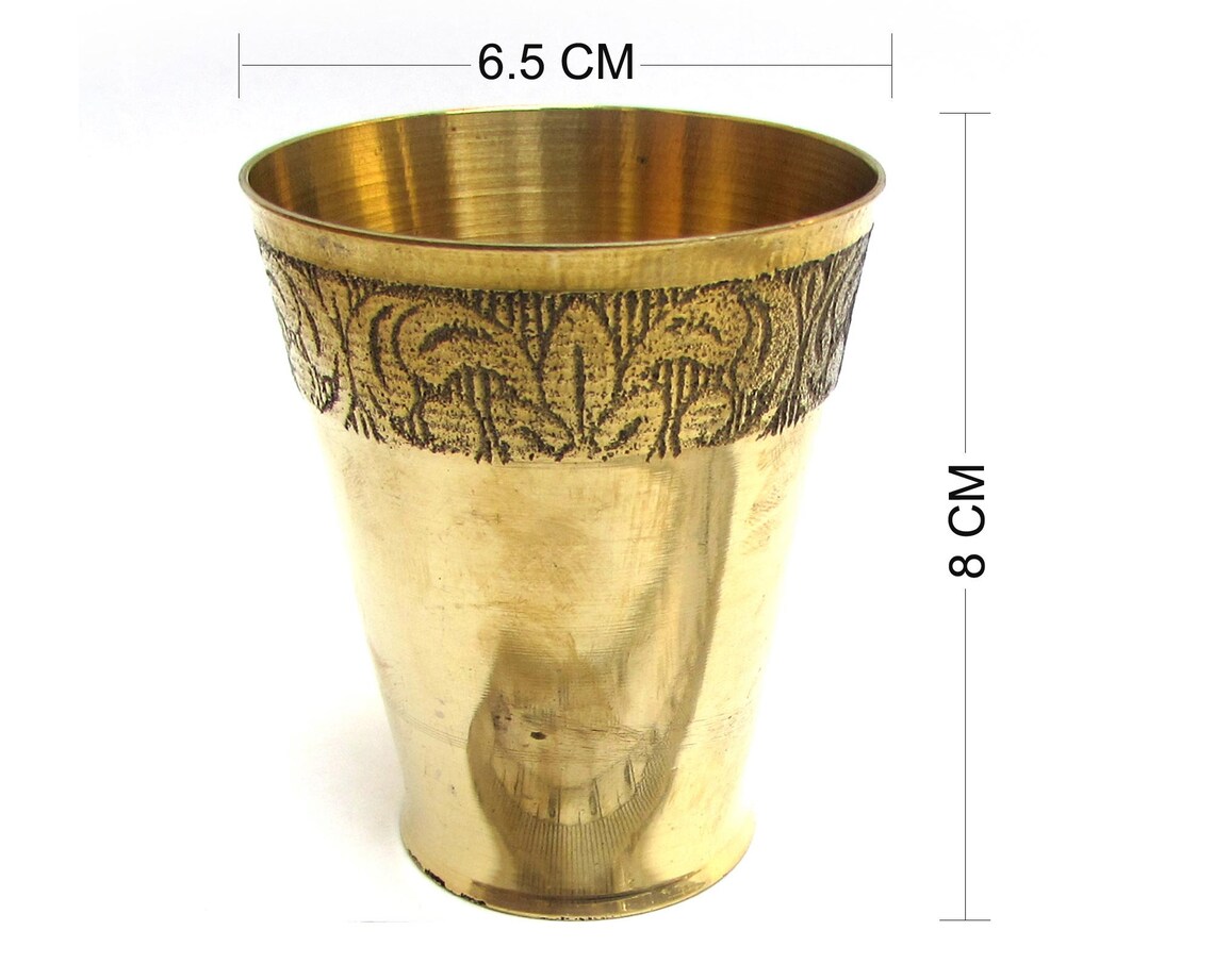 Brass Glass Drinkware 150 Ml Embossed Brass Pital Water - Etsy