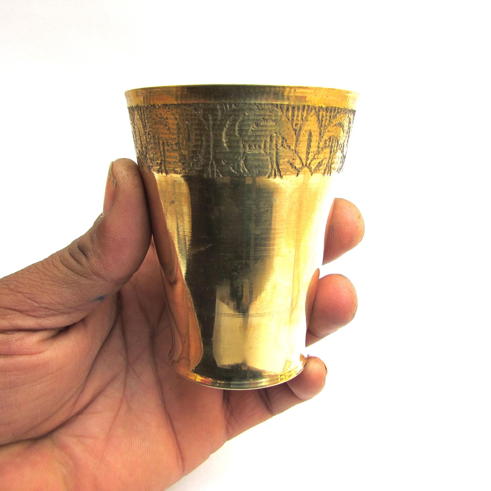 Brass Glass Drinkware 150 Ml Embossed Brass Pital Water - Etsy