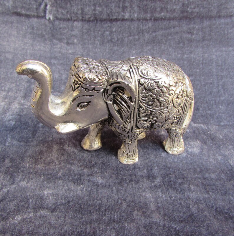 Adorable Vintage Embossed Silver Metal Elephant Figurine: 8 X - Etsy