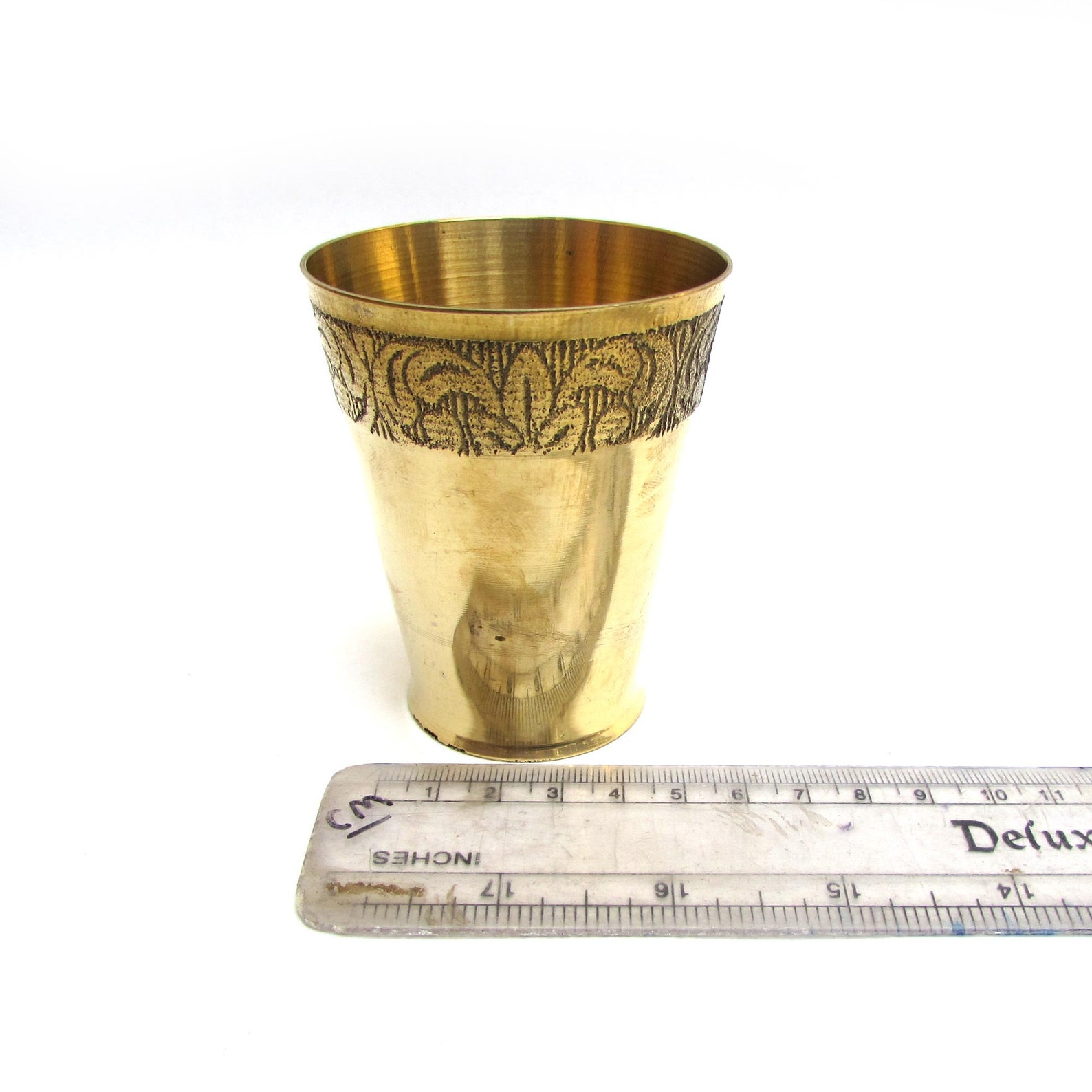 Brass Glass Drinkware 150 Ml Embossed Brass Pital Water - Etsy