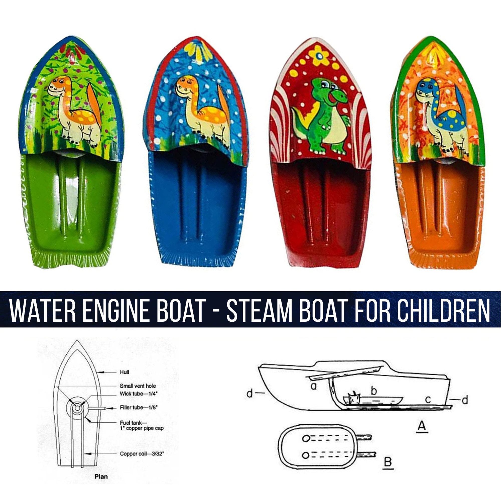 Water Engine Boat - Steam Boat for Children, Steamer Boat for Kids ...