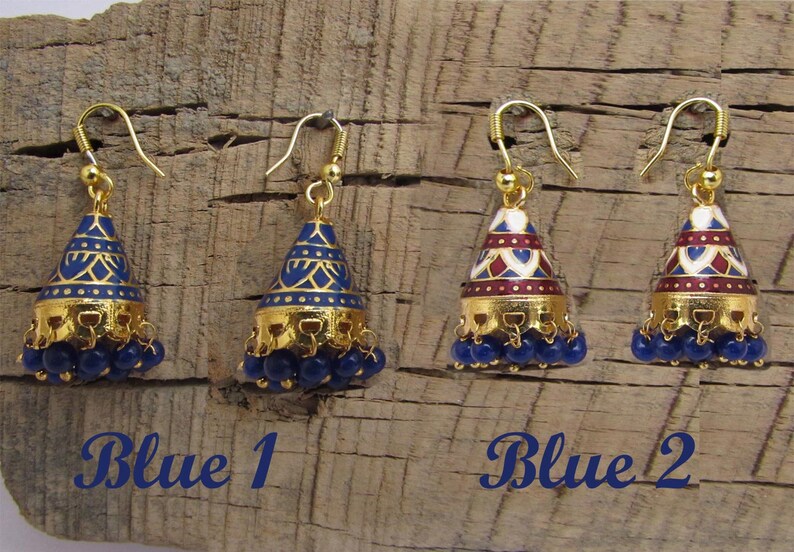 Meenakari Hand Crafted Small Jhumka Dangle Earrings-indian | Etsy