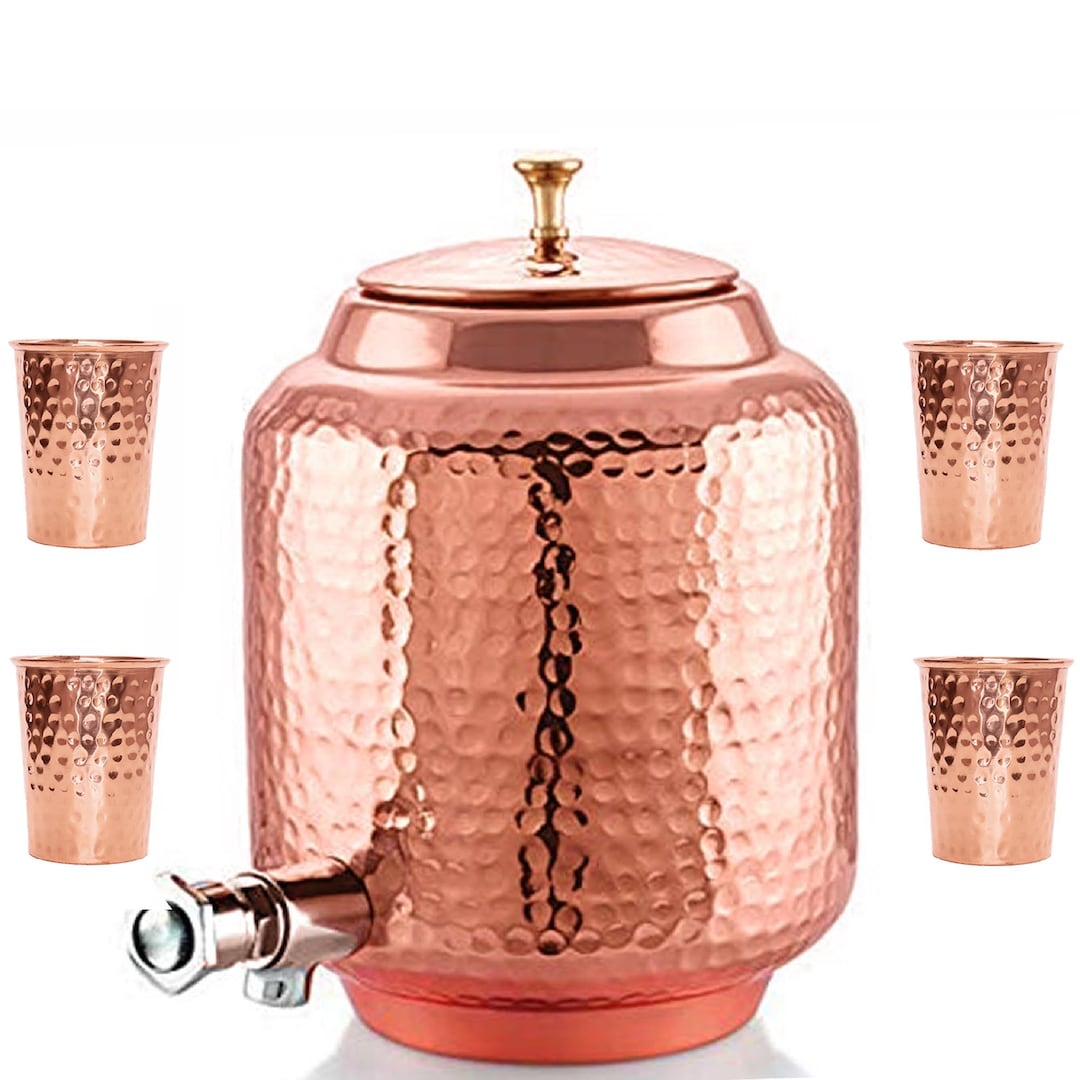 Pure Copper Water Dispenser Hand Made Hammered Indian Copper Home ...