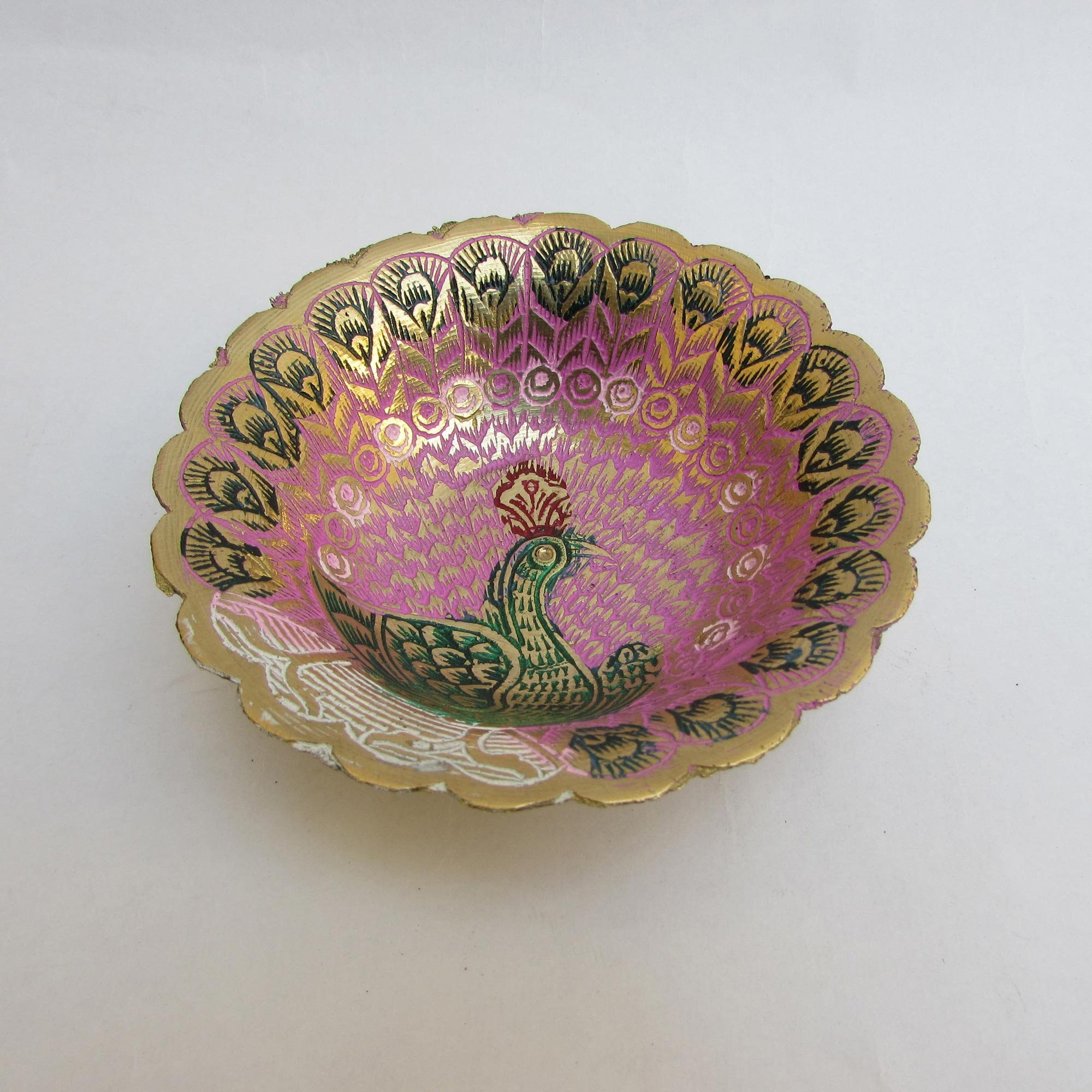 Decorative Brass Bowl - Hand Painted Brass Bowl - Vintage Bowl ...