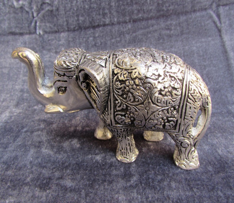 Adorable Vintage Embossed Silver Metal Elephant Figurine: 8 X - Etsy