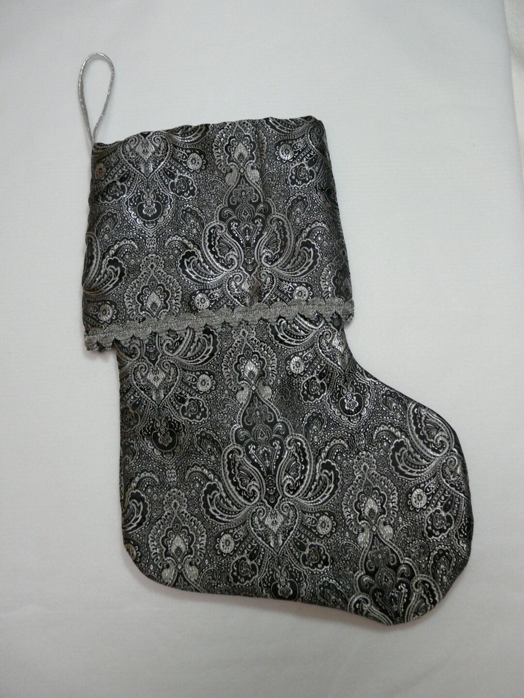 Handmade Black and Silver Damask Oversized Christmas Stocking - Etsy