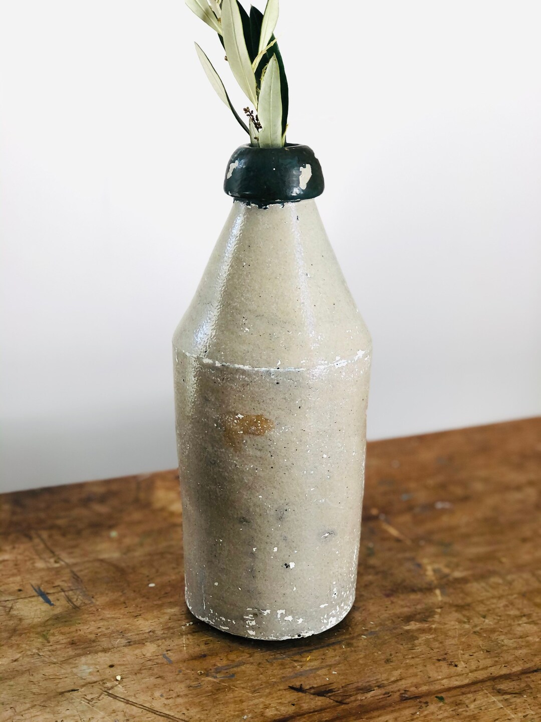 Antique Stoneware Bottle- Painted Stoneware Bottle- Primitive Ginger ...