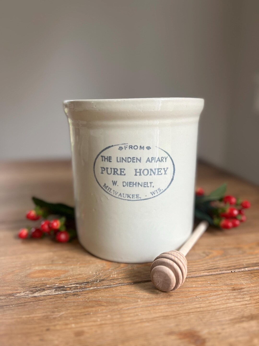 Vintage Linden Apiary Honey Crock- Vintage Honey Crock- Vintage Bee ...