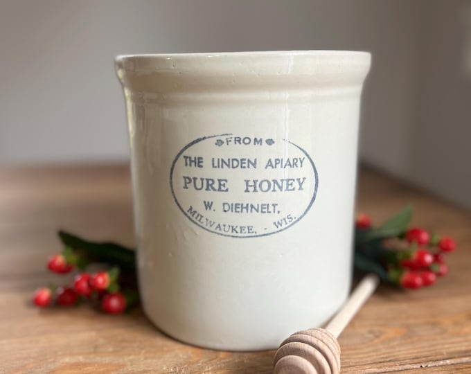 Vintage Linden Apiary Honey Crock- Vintage Honey Crock- Vintage Bee ...