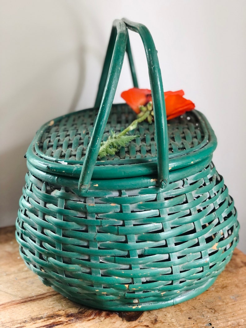 Antique Green Picnic Basket Antique Chippy Green Basket - Etsy