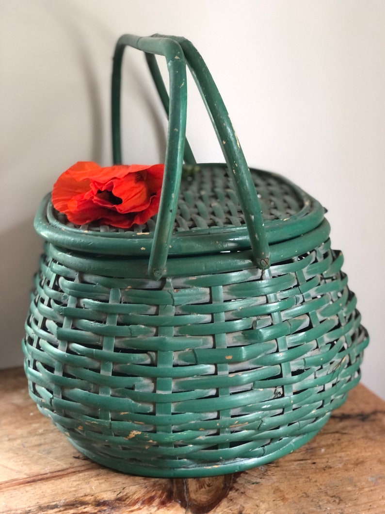Antique Green Picnic Basket Antique Chippy Green Basket - Etsy