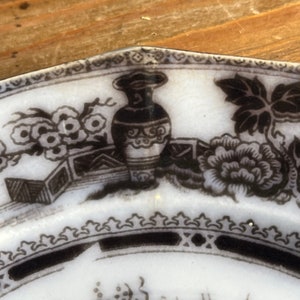 Rare W Adams & Sons Jeddo Ironstone Plate-antique Flow Black Ironstone ...