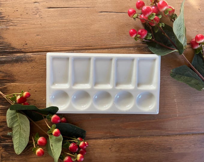 Antique Ironstone Paint Palette- White Ironstone Watercolor Palette ...