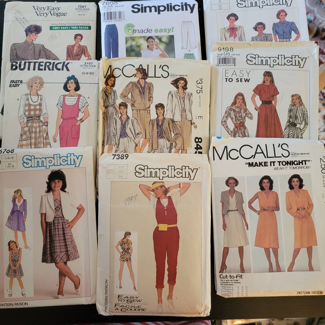 Vintage 1980s Cut Patterns Lot of 29 Mccall Simplicity Butterick ...