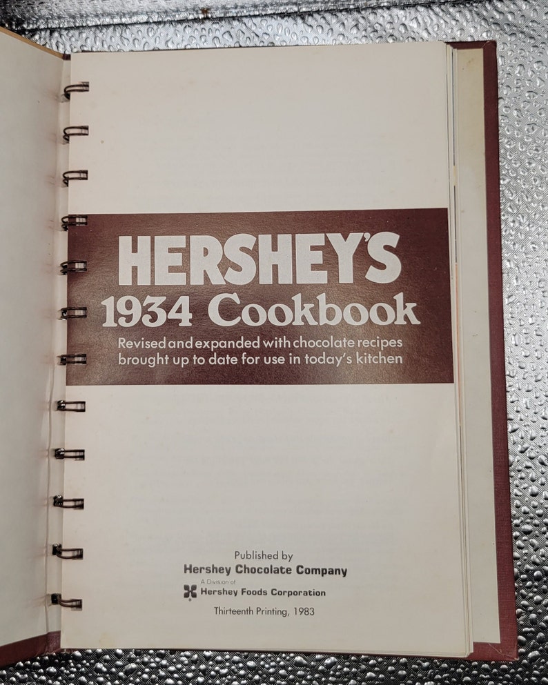 Hershey's 1934 Cookbook Revised and Expanded 13th Printing 1983 - Etsy