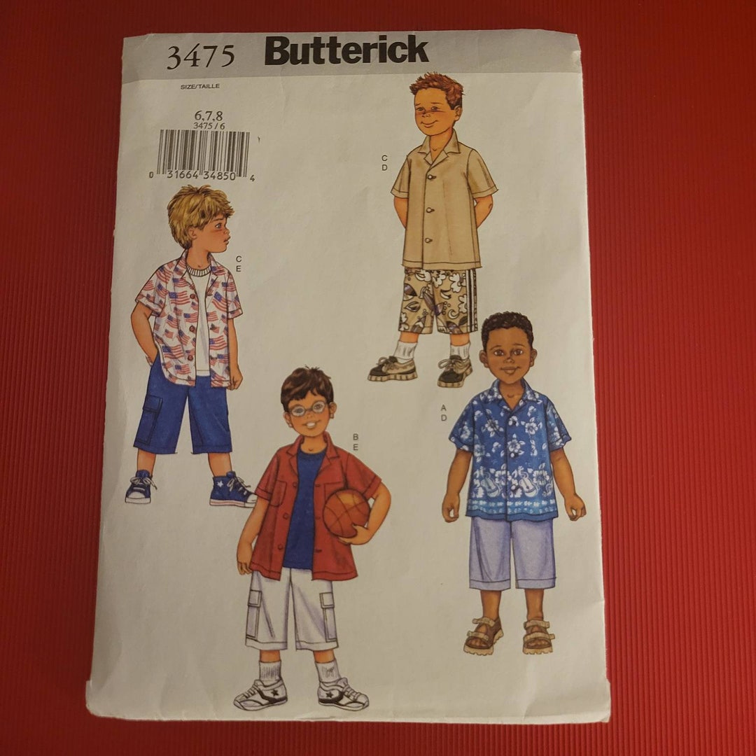 Uncut Butterick 3475 Boys Shorts Shirt Sizes 6,7,8 - Etsy