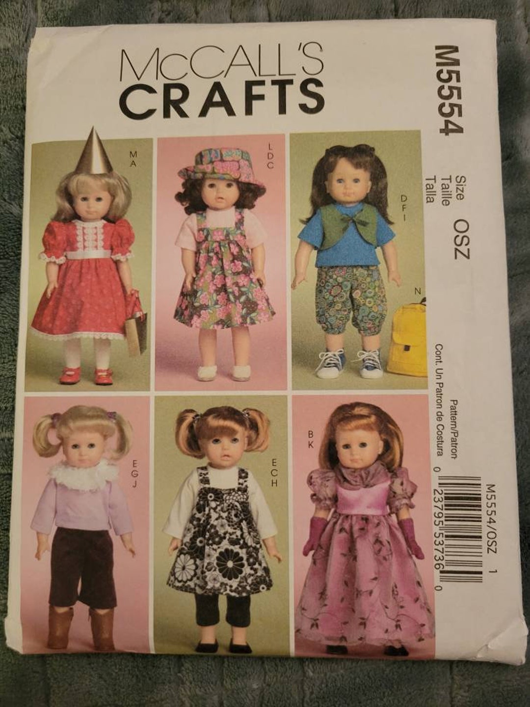 Mccalls Crafts M5554 Sewing Pattern Uncut 18 Inch Doll Clothes Dress ...