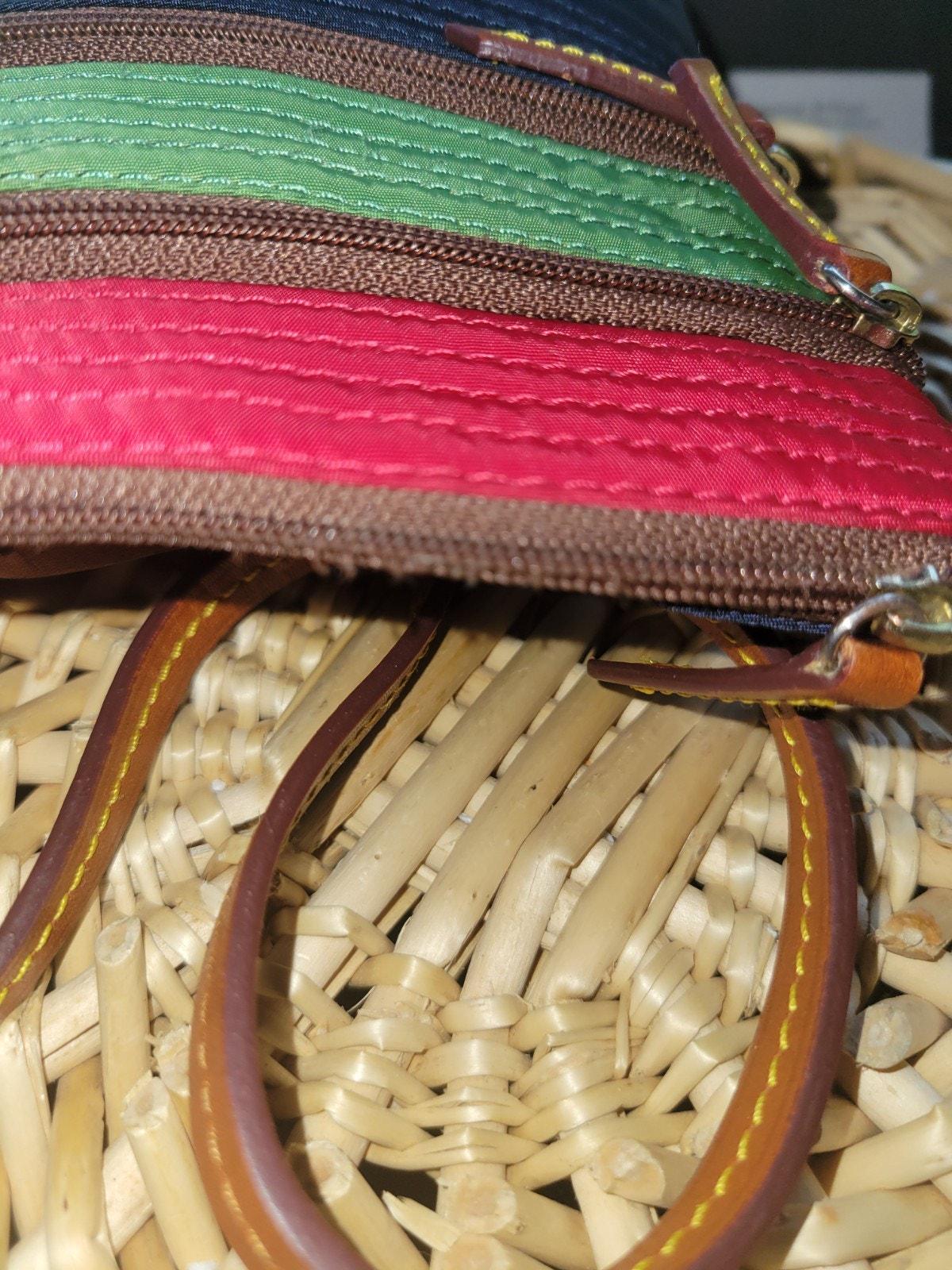 Dooney & Bourke Triple Zip Crossbody Bag Blue Red Green Leather Strap ...