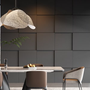 Dark Grey Modular Squares, 3D Modern Wall Panels, Large Wall Panels ...
