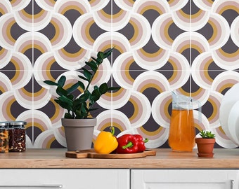 Peel and Stick Tile for Wall and Floor, Midcentury Modern Graphic Tile ...