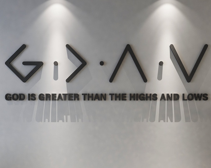 Wood Sign God Greater Than Highs and Lows Carved Wood Sign Ups and ...