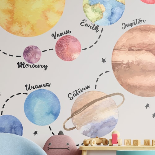 Solar System Decals Watercolor Planets Space Wall Stickers - Etsy