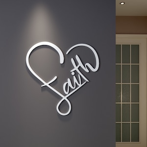 Faith Heart 3D Wall Sign, Religious Jesus Wall Decor, Faith Christian ...