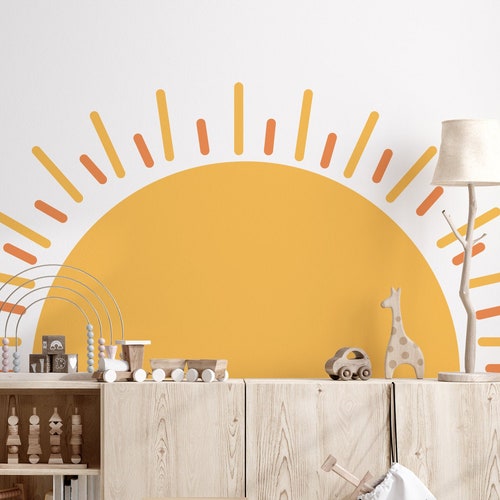 Half Sun Wall Decal Boho Sunshine Wall Vinyl Decal Sun - Etsy