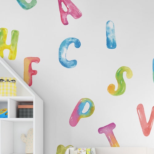 Watercolor Rainbow Alphabet Watercolor Letters Wall - Etsy