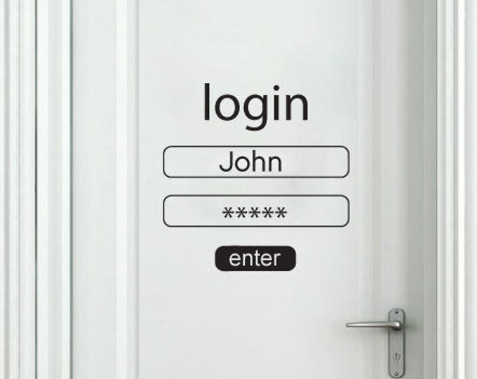Login and Password Wall Sticker Login and Password Door - Etsy